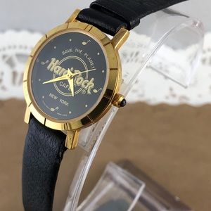 Hard Rock Cafe | Accessories | Vintage Hard Rock Cafe Watch Gold Black ...